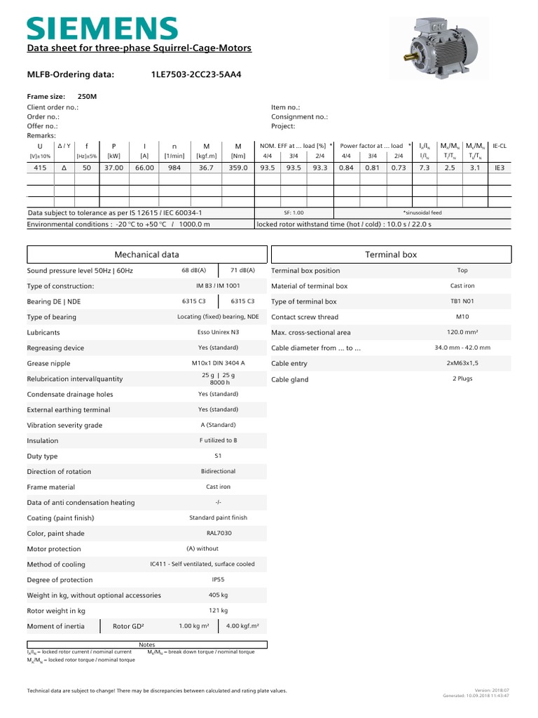 1LE7503-2CC23-5AA4 Datasheet en | PDF | Physical Sciences | Mechanical ...