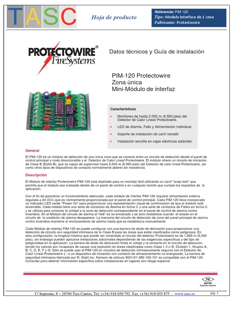 Módulo Interfaz PIM-120 Protectowire | PDF | Diodo emisor de luz | Resistor
