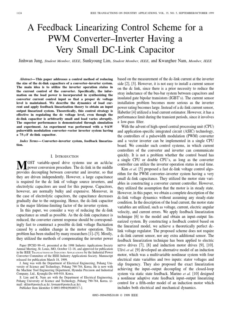 A Feedback Linearizing Control Scheme For A | PDF | Control Theory | Power Inverter