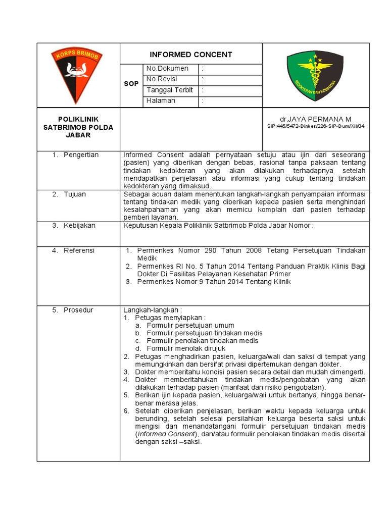 Sop Informed Consent | PDF
