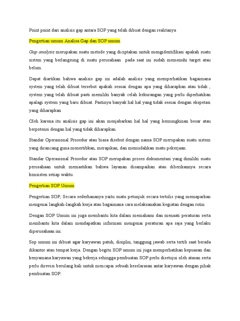 ANALISIS GAP SOP | PDF