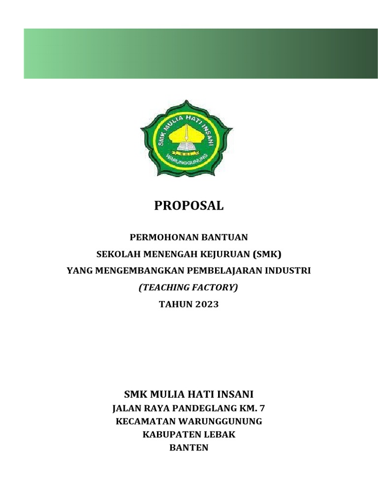 Proposal Tefa SMK Mhi 2023 | PDF