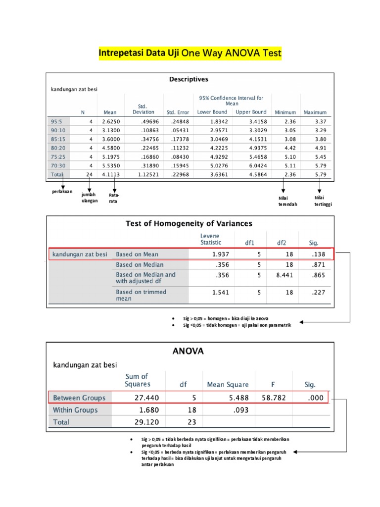 Intrepetasi Data Uji One Way ANOVA Test | PDF