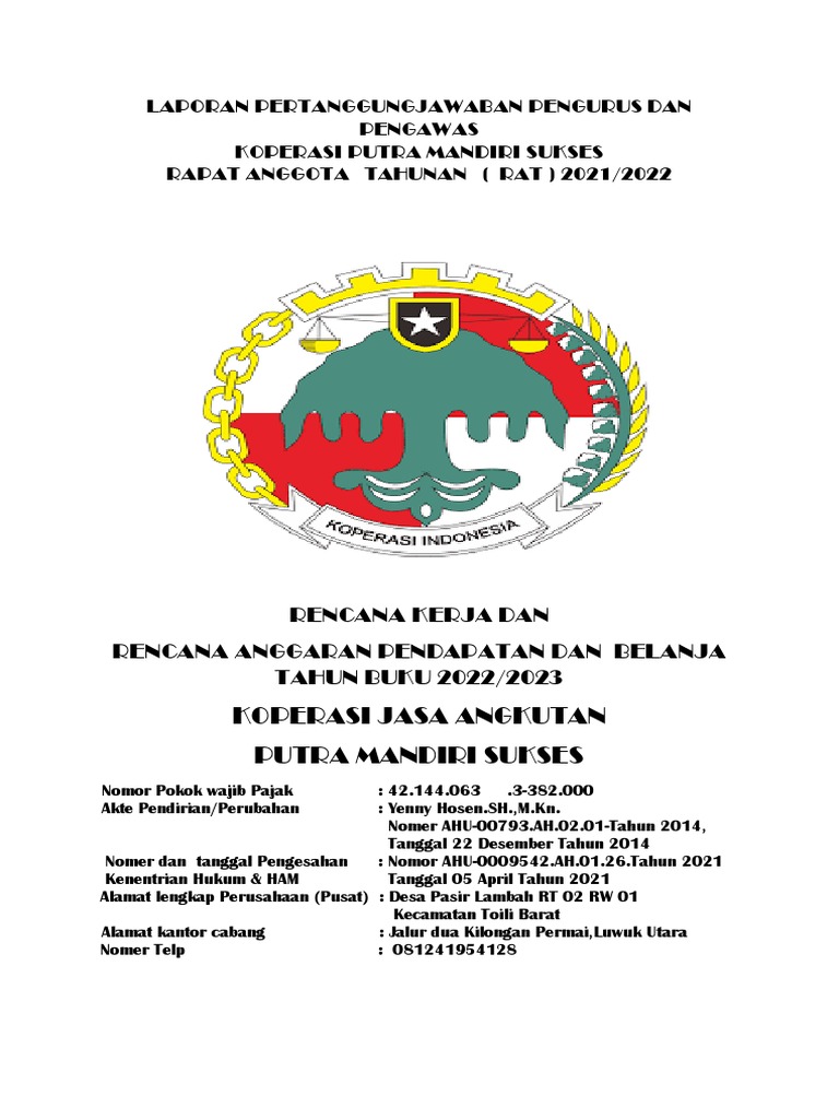LAPORAN PERTANGGUNGJAWABAN PENGURUS DAN PENGAWAS fIX | PDF
