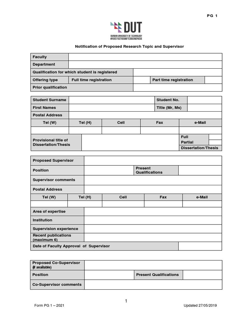 PG-1 Form | PDF | Thesis