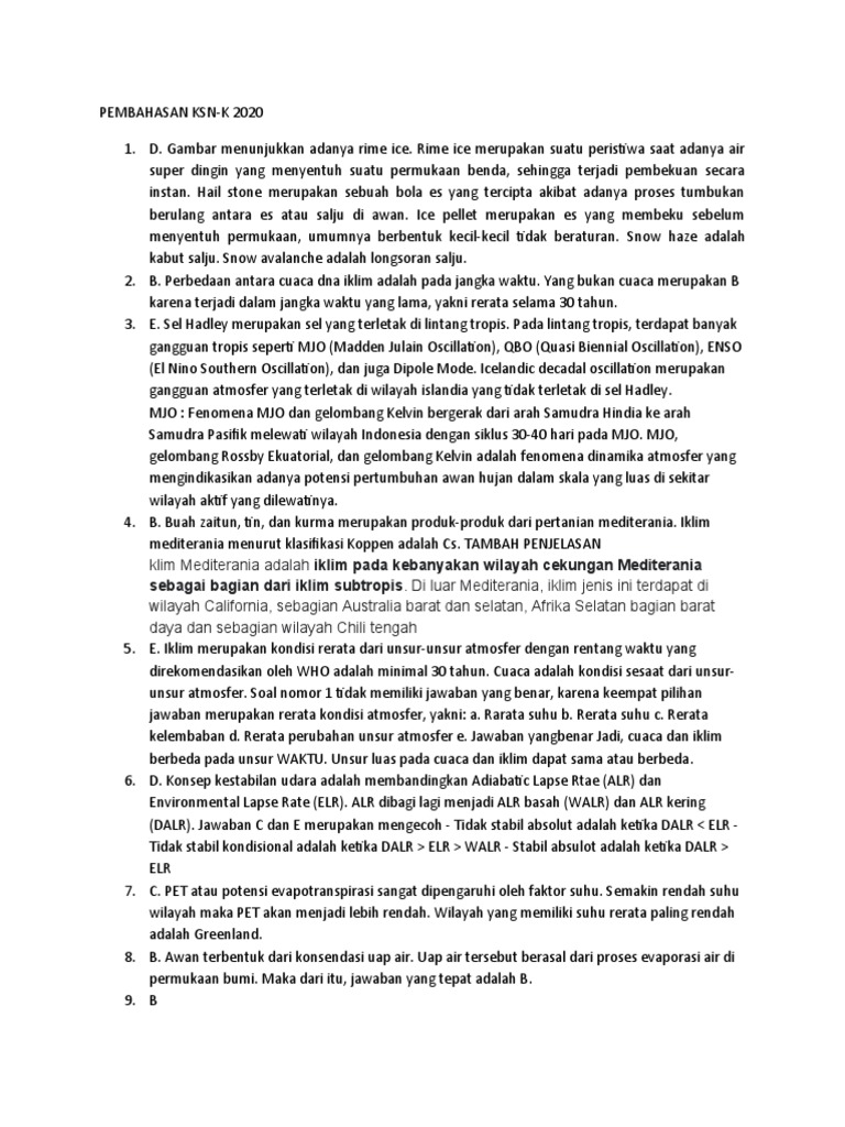 Pembahasan KSN-K 2020 | PDF