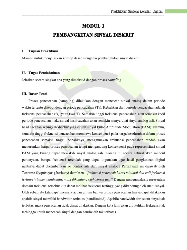 Modul 1 Pembangkitan Sinyal Diskrit PDF | PDF