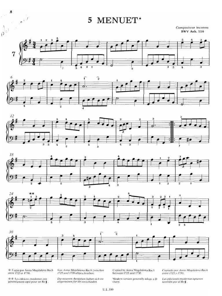 Bach - Notenbuchlein Fur Anna Magdalena Bach Urtext Lemoine Ed-10-11 ...