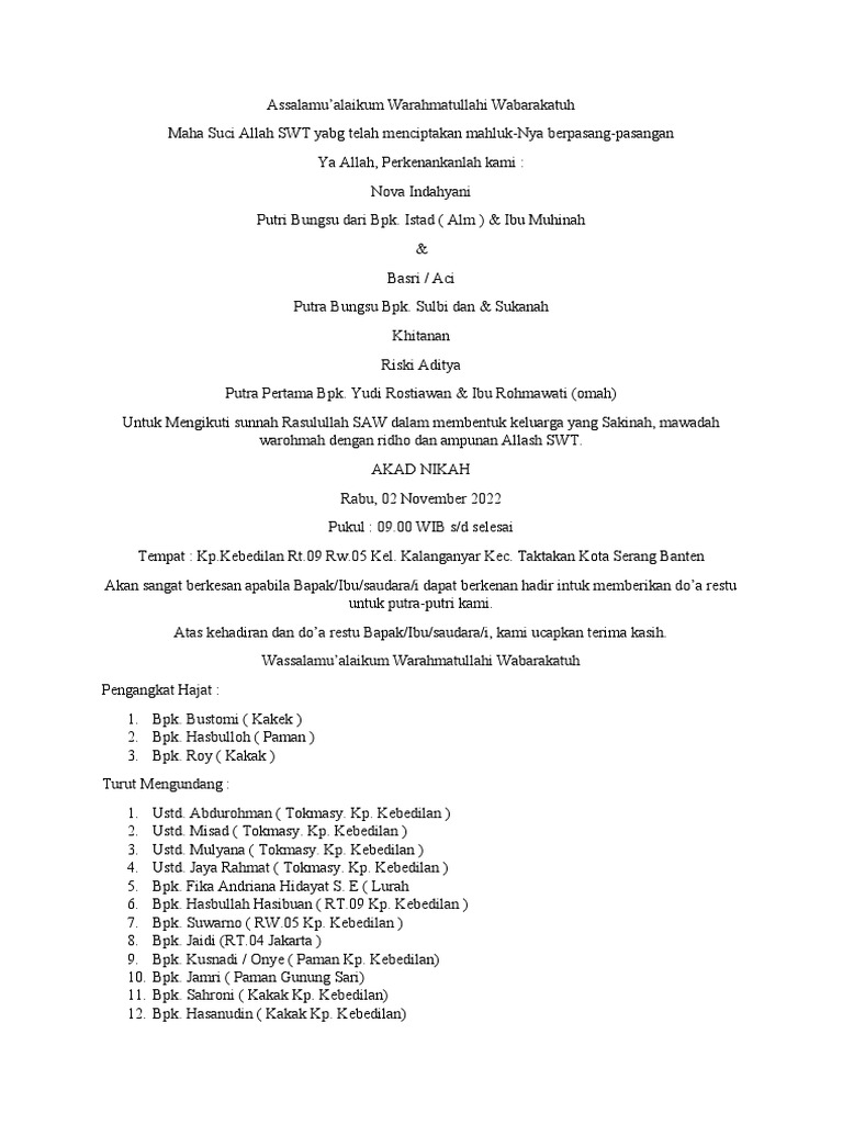 Isi Undangan Nopa | PDF