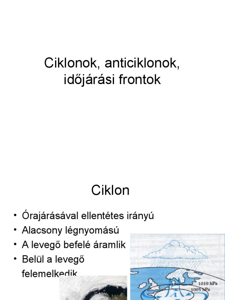 Ciklonok, Anticiklonok, Időjárási Frontok | PDF