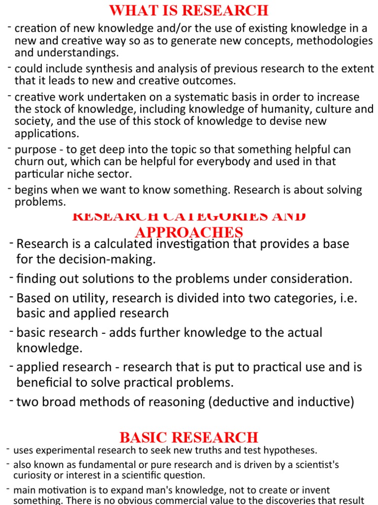 1 - Research Categories and Approaches | PDF | Inductive Reasoning | Deductive Reasoning