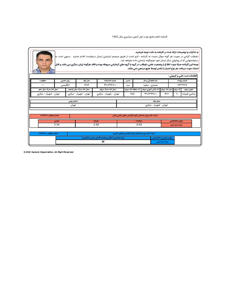 © 2023 Sanjesh Organization, All Right Reserved | PDF