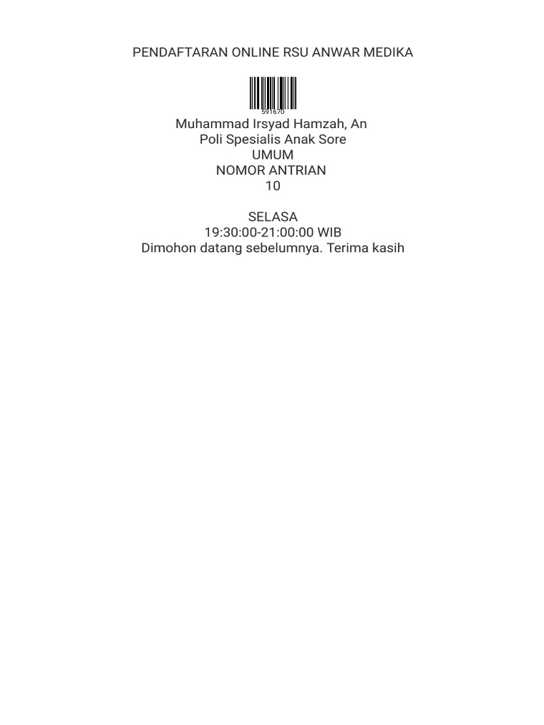 Pendaftaran Online RS Anwar Medika PDF | PDF