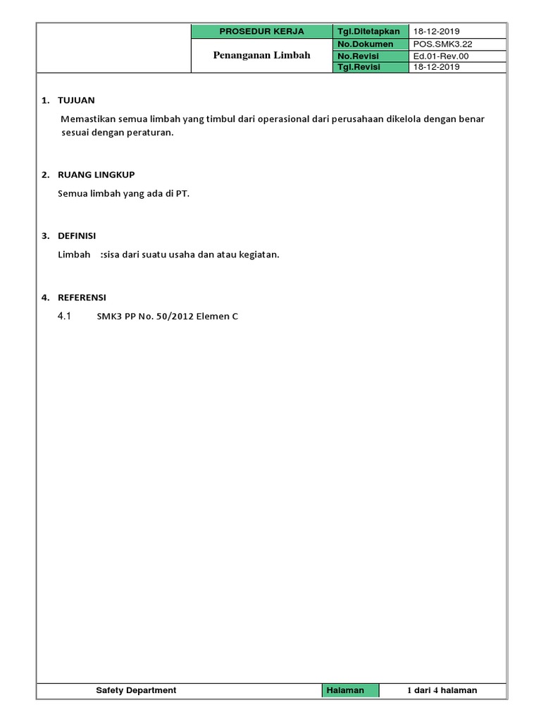 Prosedur Penanganan Limbah | PDF | Sains & Matematika | Teknologi & Rekayasa