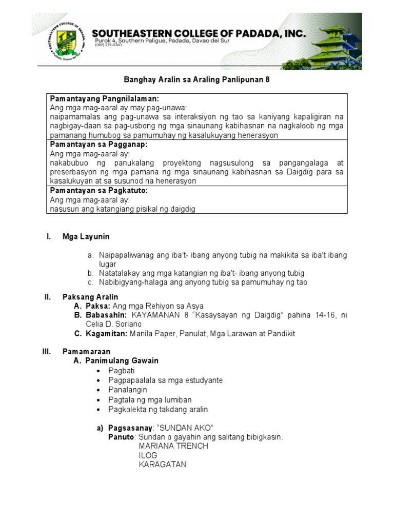 Drey - Banghay Aralin Sa Araling Panlipunan 8 Format.. | PDF Drey - Banghay Aralin Sa Araling Panlipunan 8 Format.. | PDF