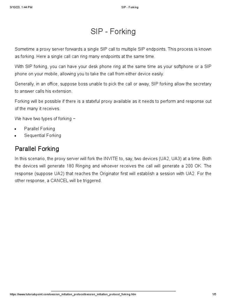 SIP - Forking | PDF | Session Initiation Protocol | Computer Science