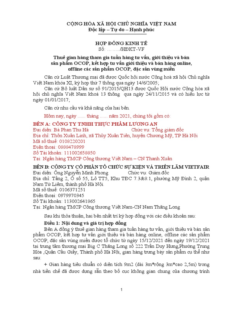 MẪU HỢP ĐỒNG và NTTL big c | PDF