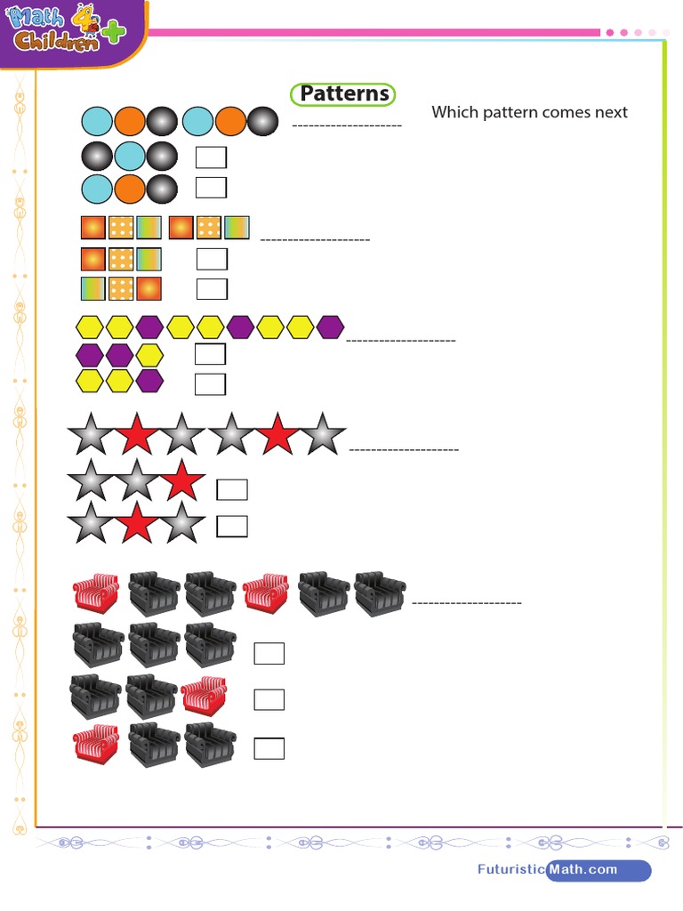 Patterns Completion Worksheet PDF | PDF