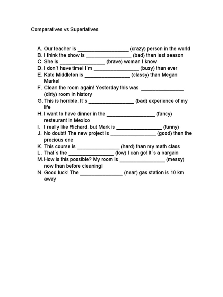 Comparatives Vs Superlatives | PDF