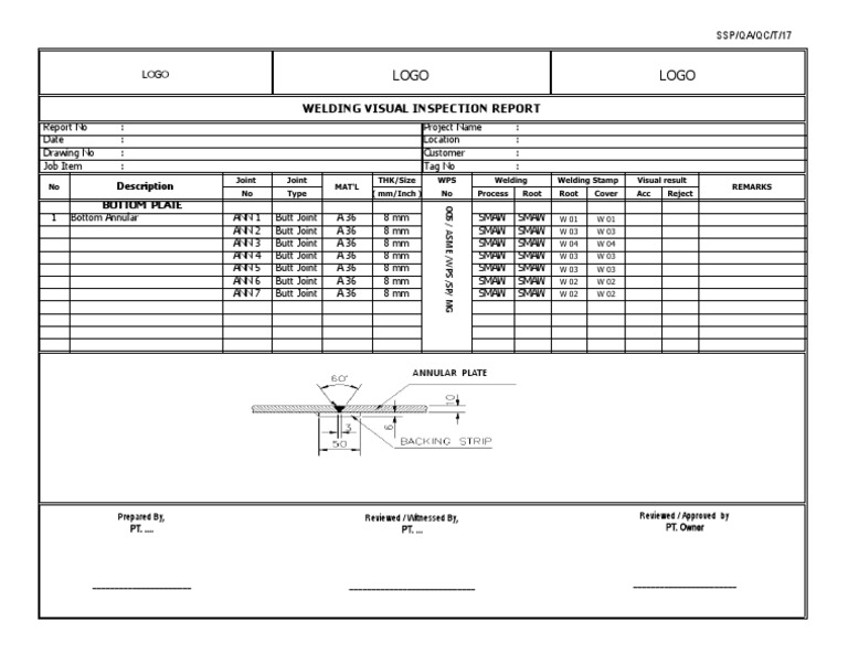 Welding Visual Inspection Report F | PDF | Chemical Substances ...