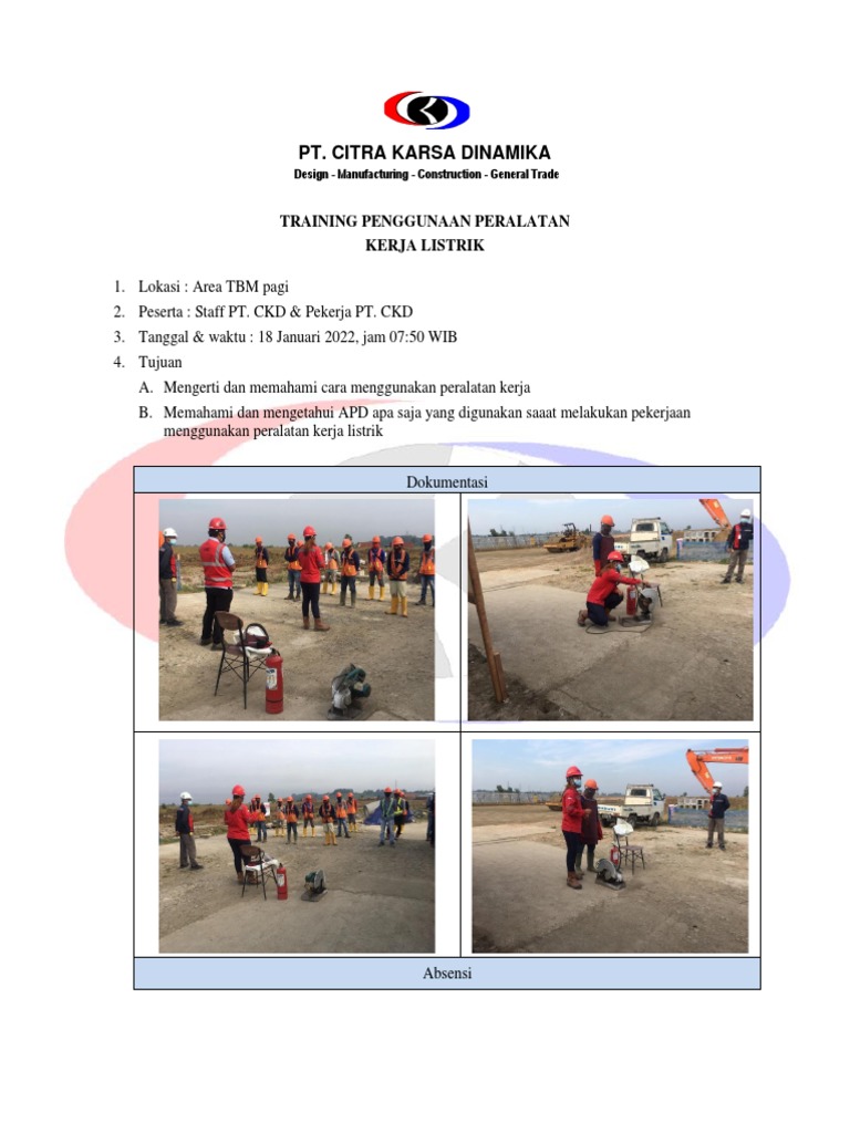 Training Penggunaan Peralatan Kerja | PDF | Teknologi & Rekayasa