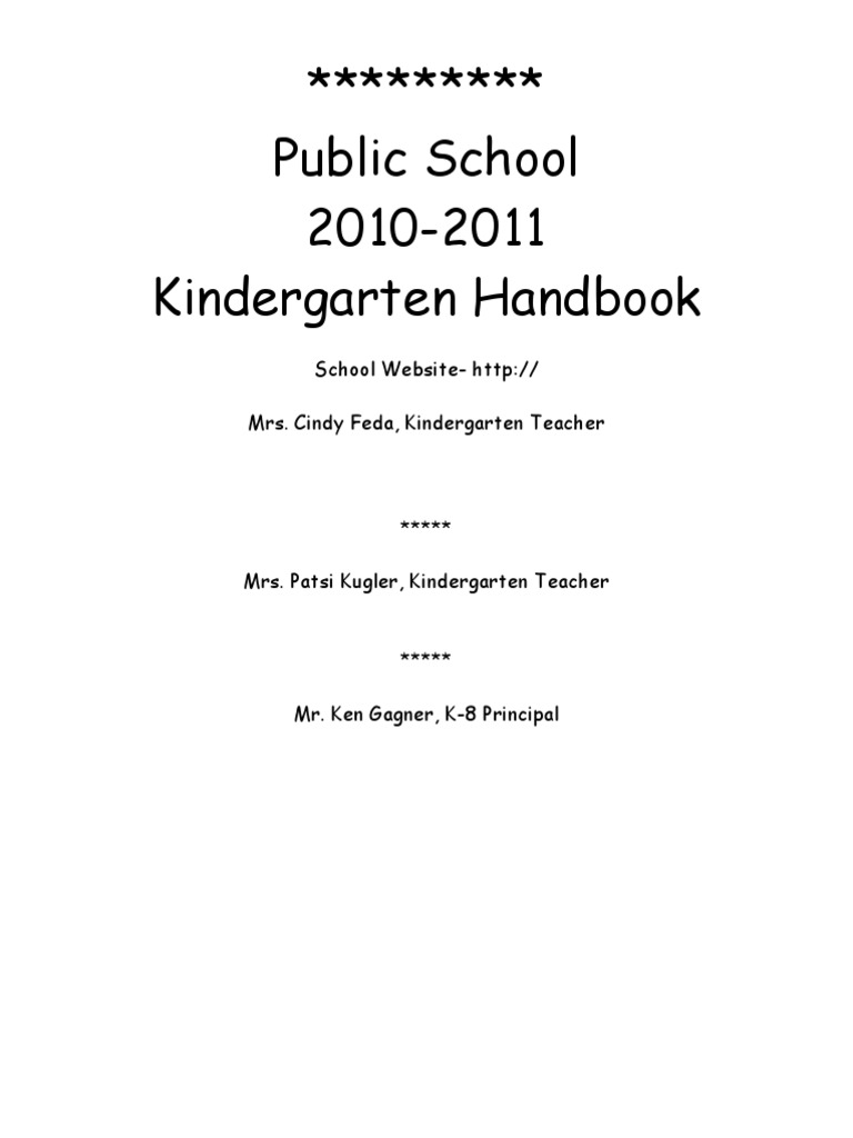 Kindergarten Handbook 2010-2011 Guide | PDF | Classroom | Kindergarten