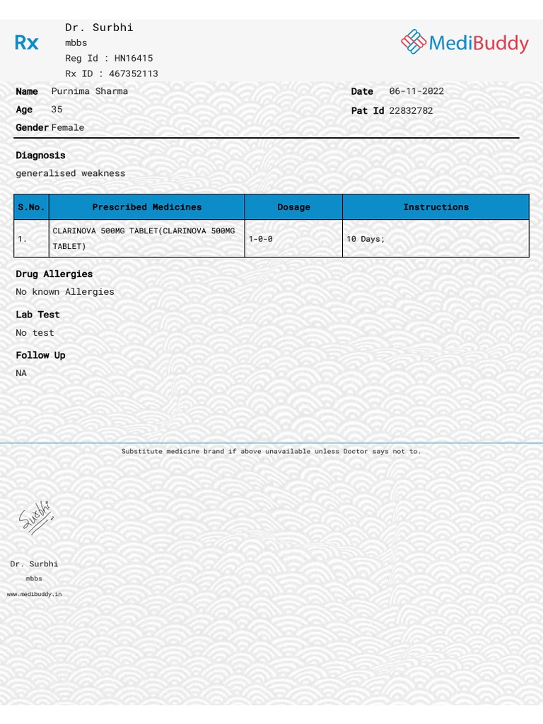 Medibuddy Prescription PDF | PDF