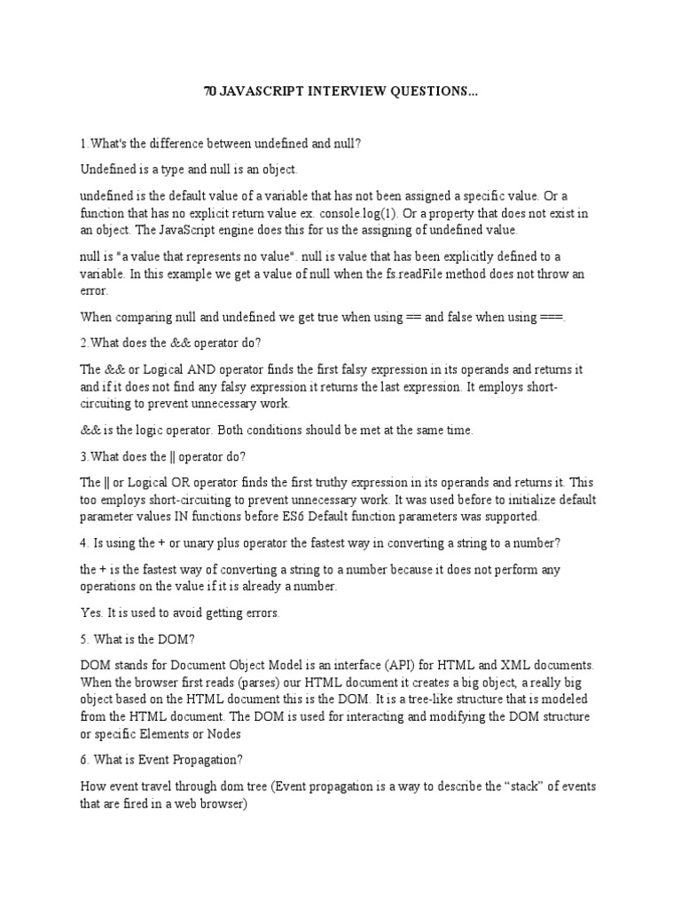 70 Javascript Interview Questions | PDF | Scope (Computer Science ... 70 Javascript Interview Questions | PDF | Scope (Computer Science ...