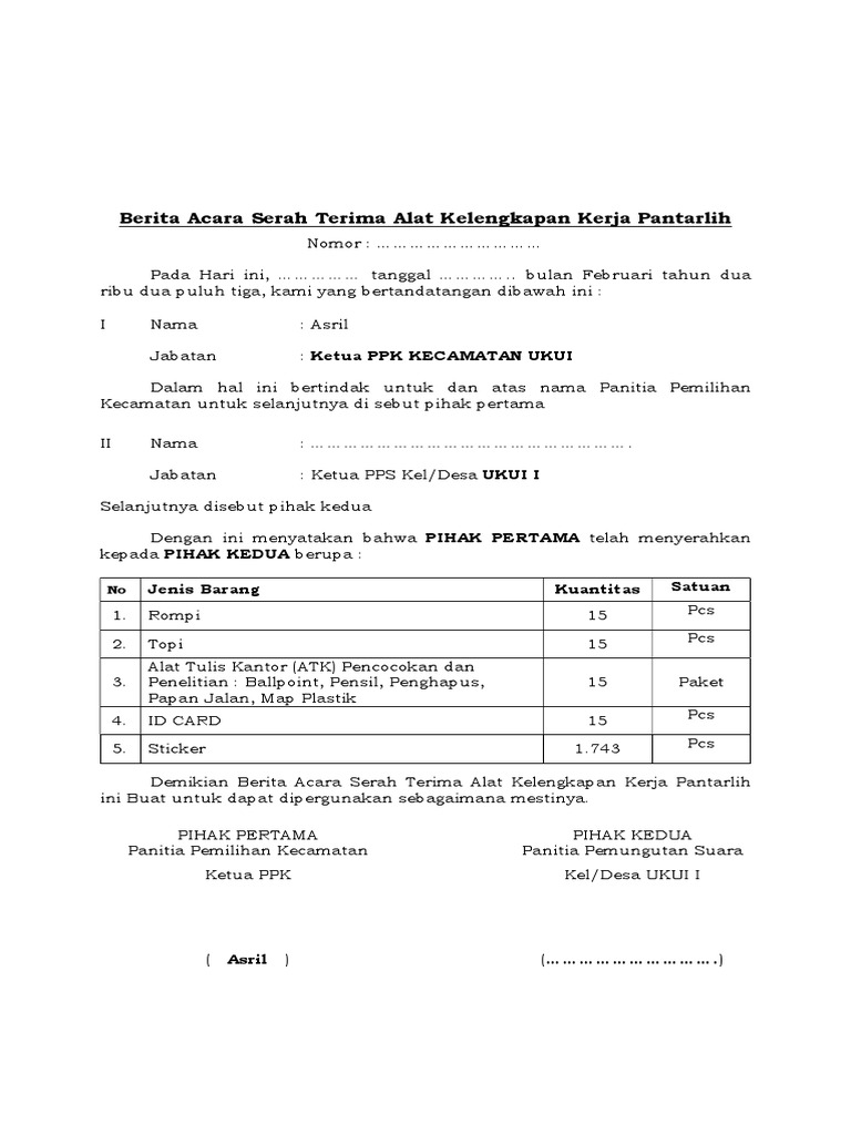 BAST Pantarlih Seluruh PPS Final PDF | PDF
