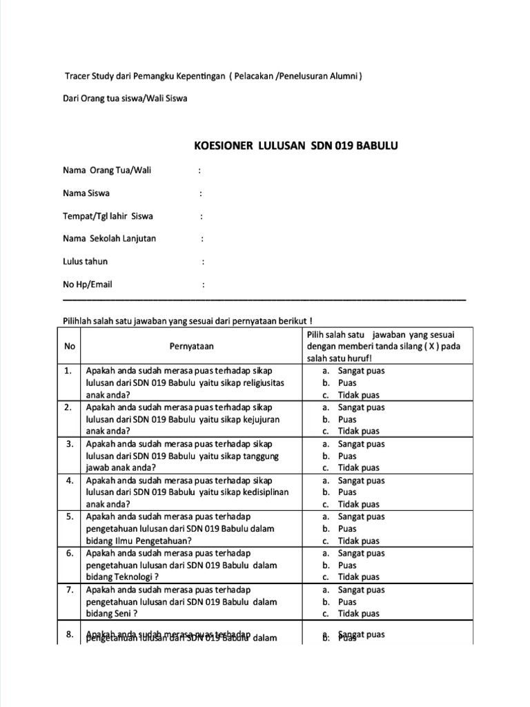 PDF Contoh Tracer Study Pemangku Kepentingan - Compress | PDF