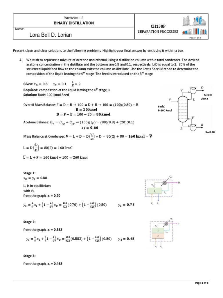 CH138P WS 1.2 Lorian, LBD | Download Free PDF | Distillation | Process ...