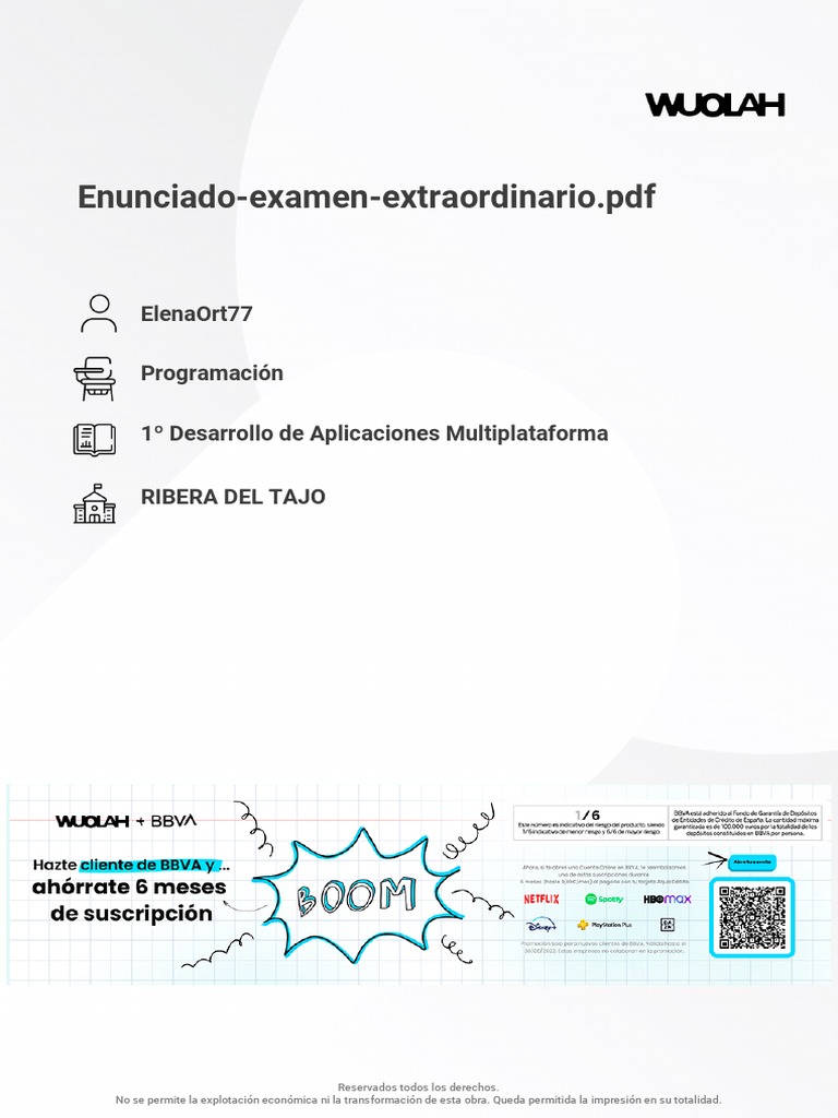 examen programacion dam | PDF | Java (lenguaje de programación) | Lenguaje de programación