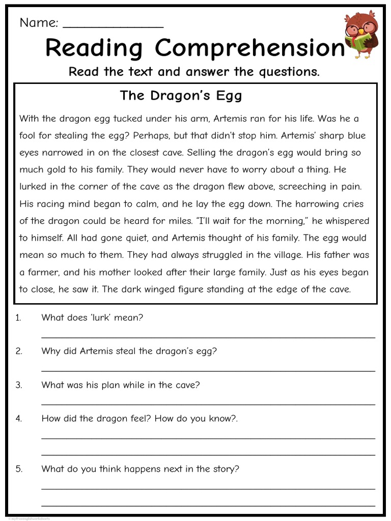 Reading Comprehension Grade 4 The Dragons Egg | PDF | Poetry