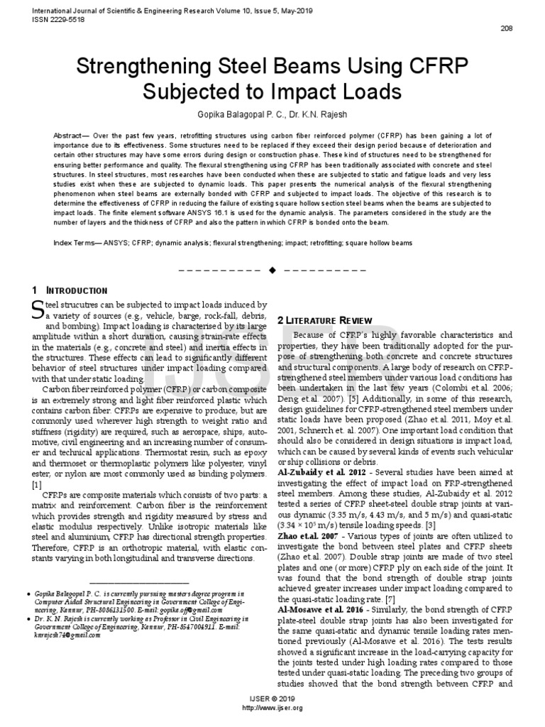 Strengthening Steel Beams Using CFRP Subjected To Impact Loads | PDF ...