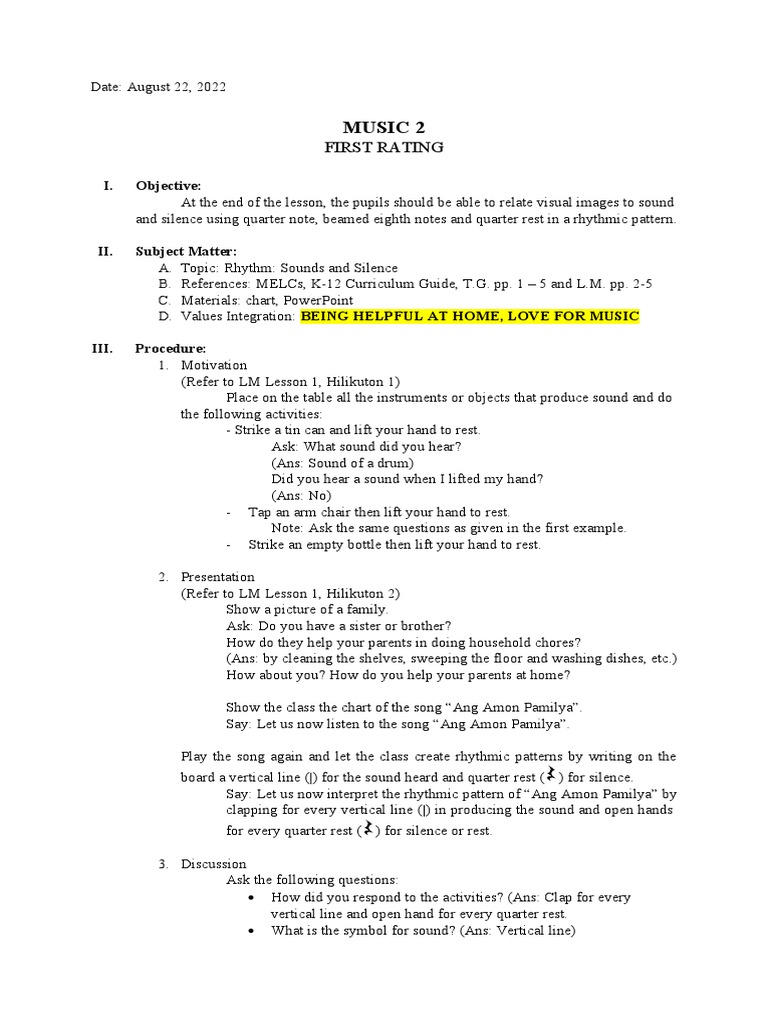 LP Mapeh | PDF | Rhythm | Paintings