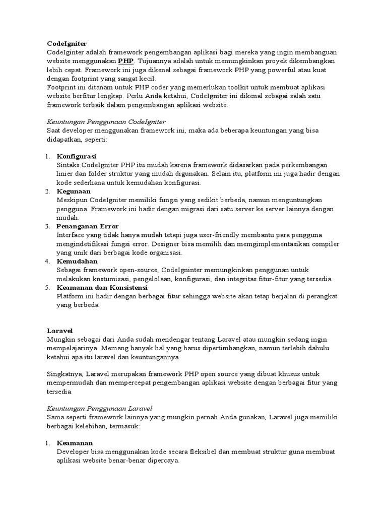 Laravel vs Codeigniter | PDF