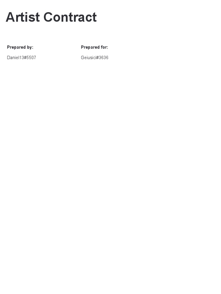 Artist Contract Template | PDF | Business | Business Law