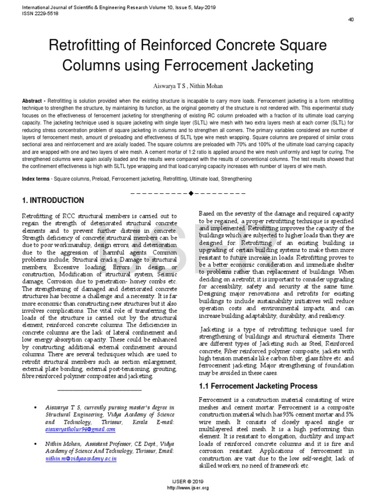 Retrofitting of Reinforced Concrete Columns Using Ferrocement Jacketing ... Retrofitting of Reinforced Concrete Columns Using Ferrocement Jacketing ...