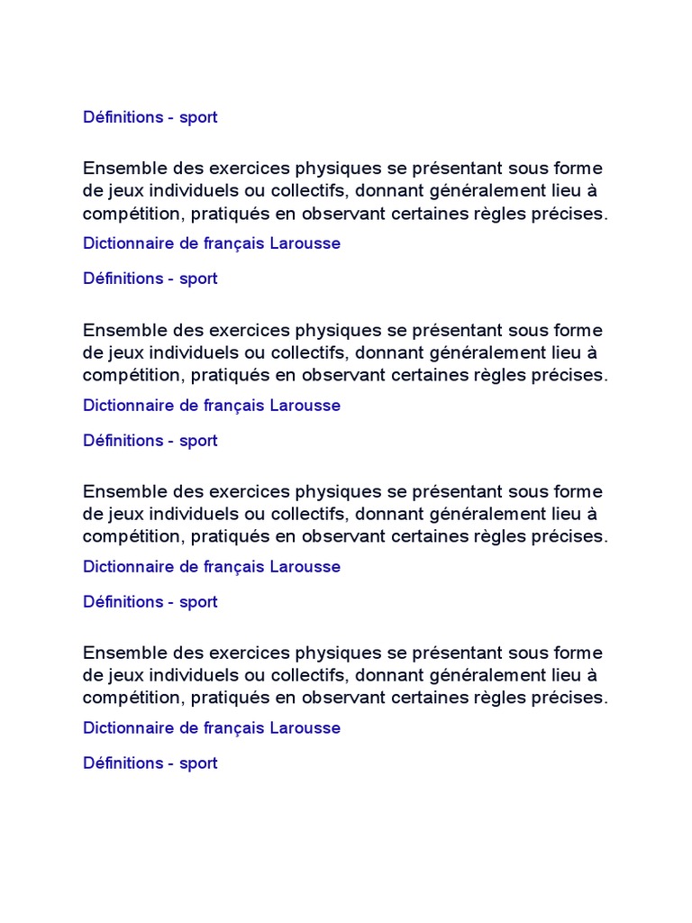 Définition Sport | PDF | Arts du langage et discipline