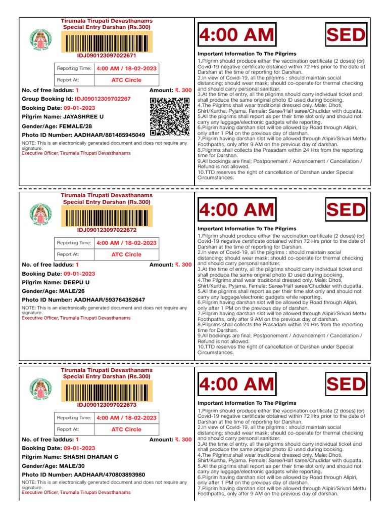 Tirumala Tirupati Devasthanams (Official Booking Portal) PDF | PDF