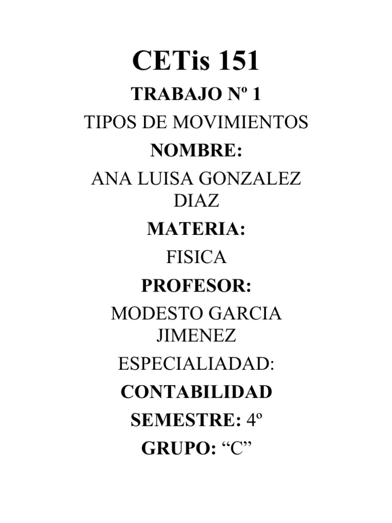 CETis 151 | PDF | Movimiento (física) | Aceleración