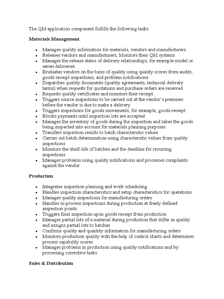 SAP QM Modulewise Components | PDF | Receipt | Business Economics