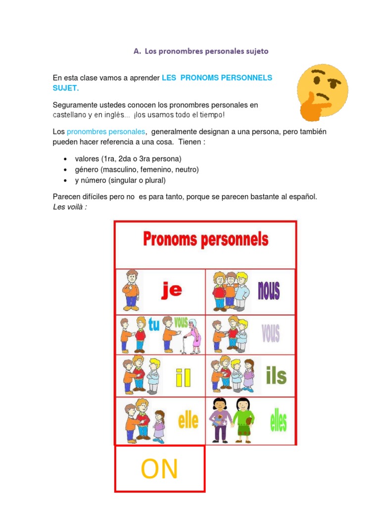 Pronombres personales en español y francés | PDF | Verbo | Lengua española