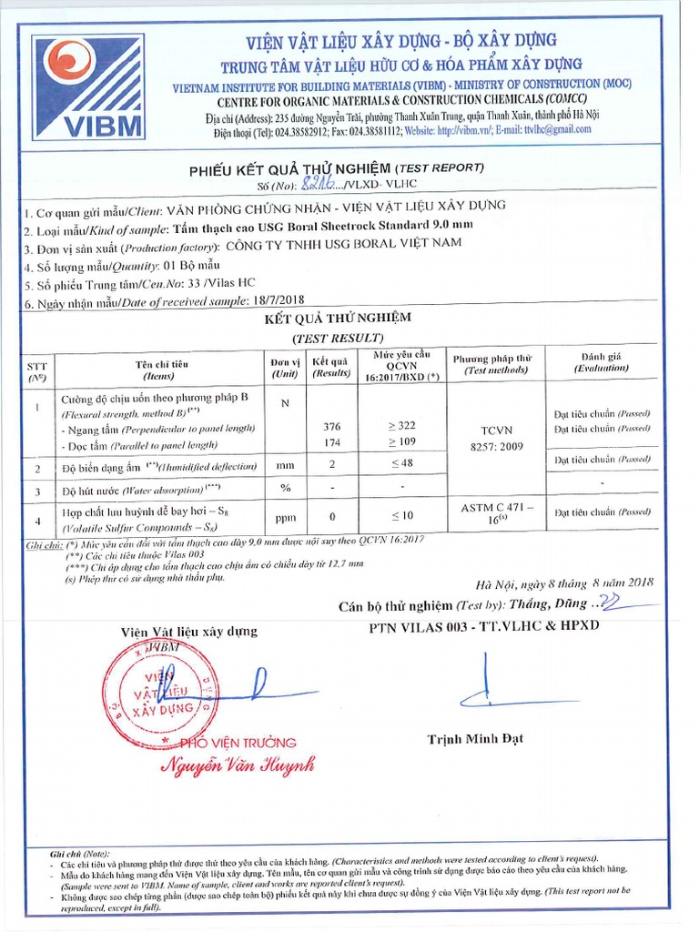 VIBM - Tấm thạch cao USG Boral Sheetrock Standard 9.0mm | PDF