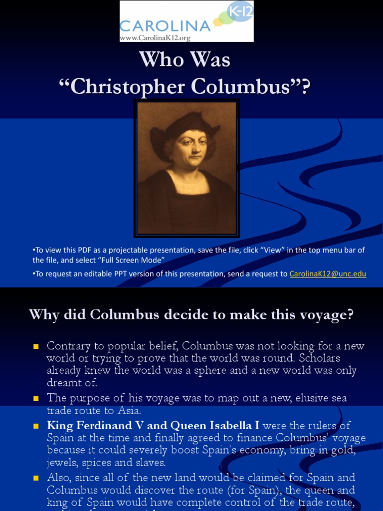 Who Was "Christopher Columbus" (Presentation) Author UNC Chapel Hill | PDF | Christopher ...
