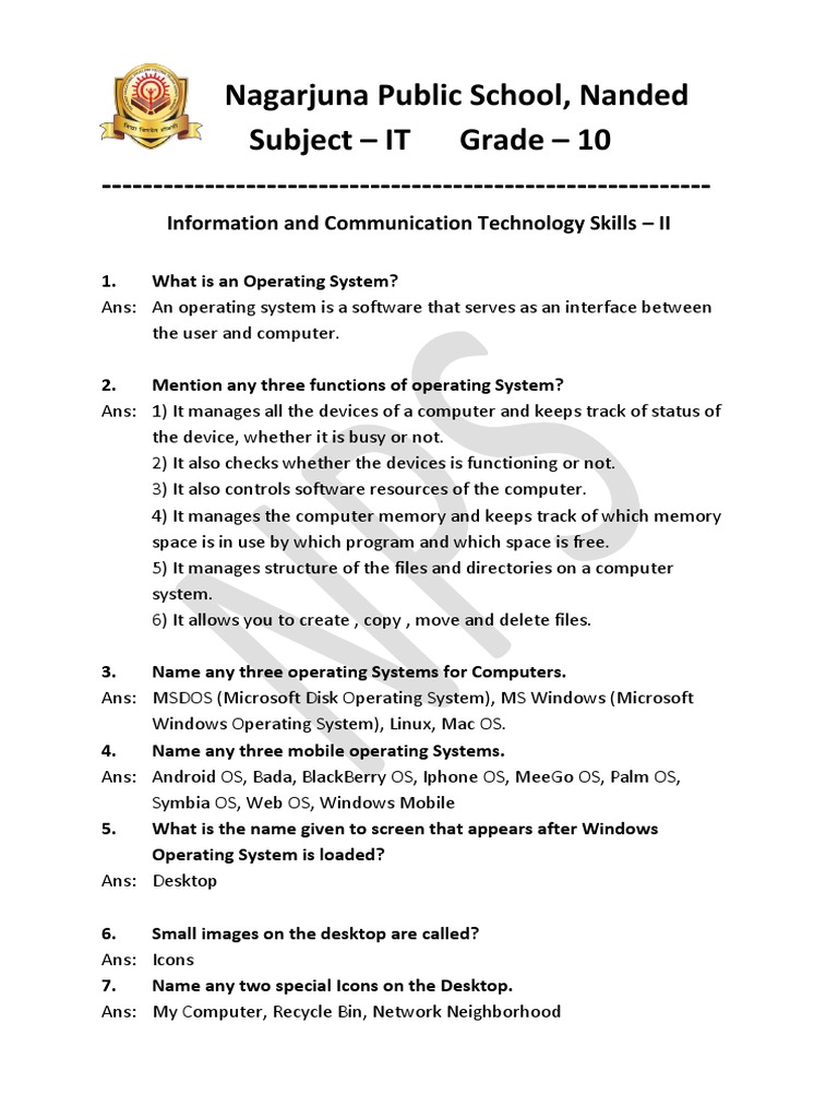ICT Skills | PDF | Operating System | Computer Virus