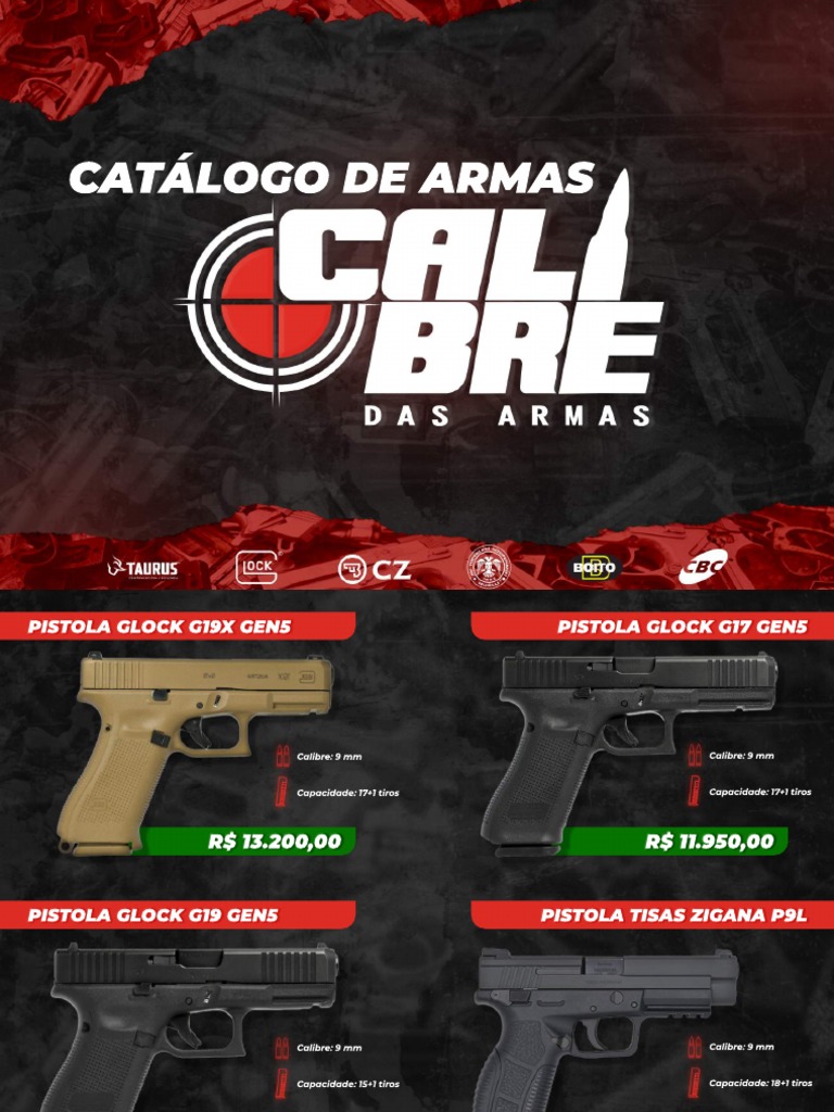 Catálogo - Calibre Das Armas-Compactado PDF | PDF | Revólver | Equipamento