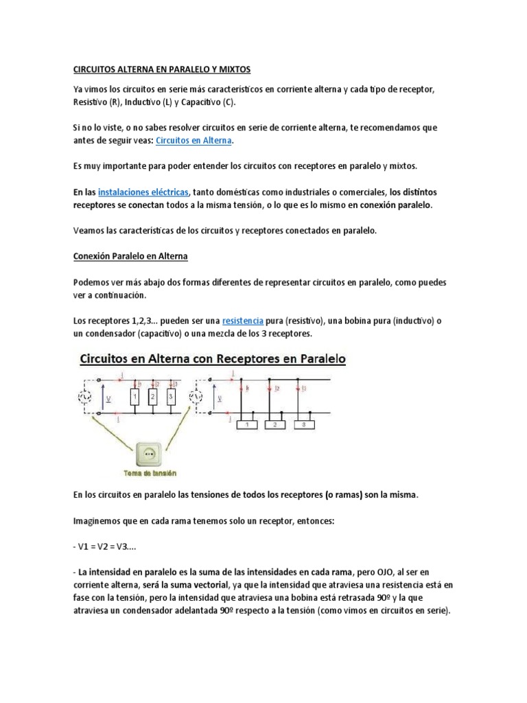 Circuitos en Paralelo y Mixtos en AC | PDF | Impedancia eléctrica ...