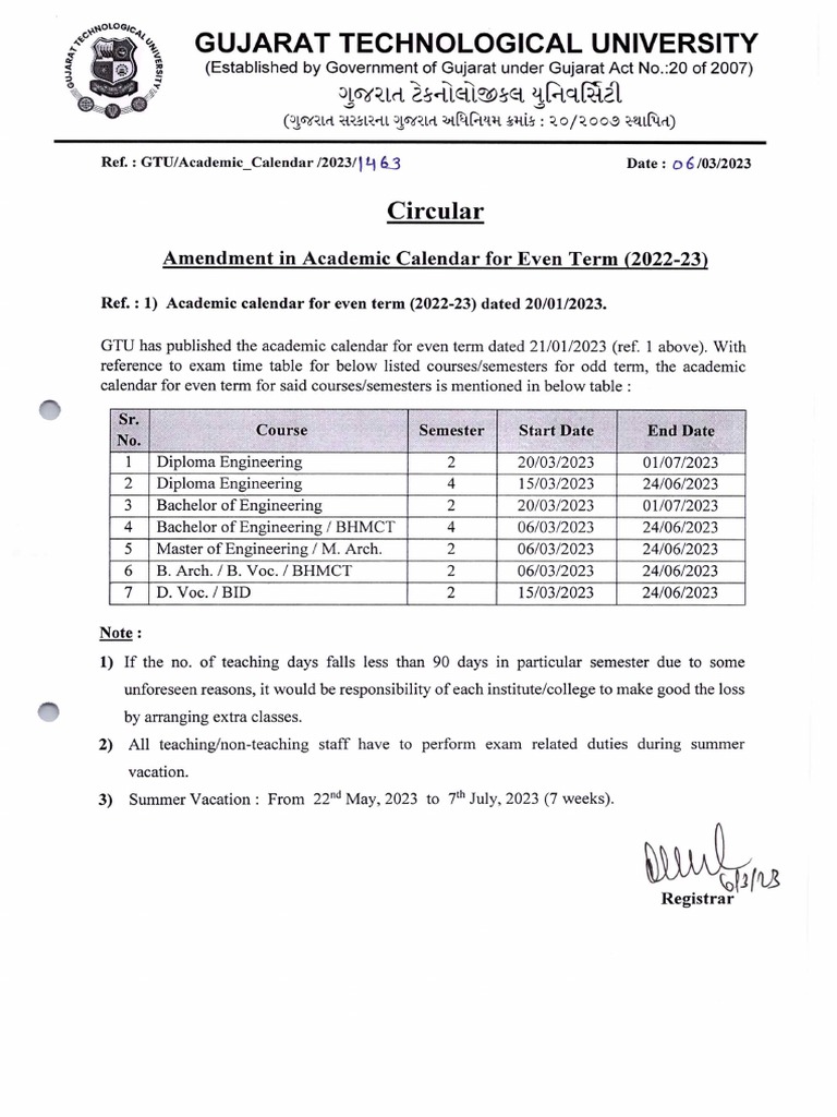 Even Term Calendar PDF | PDF