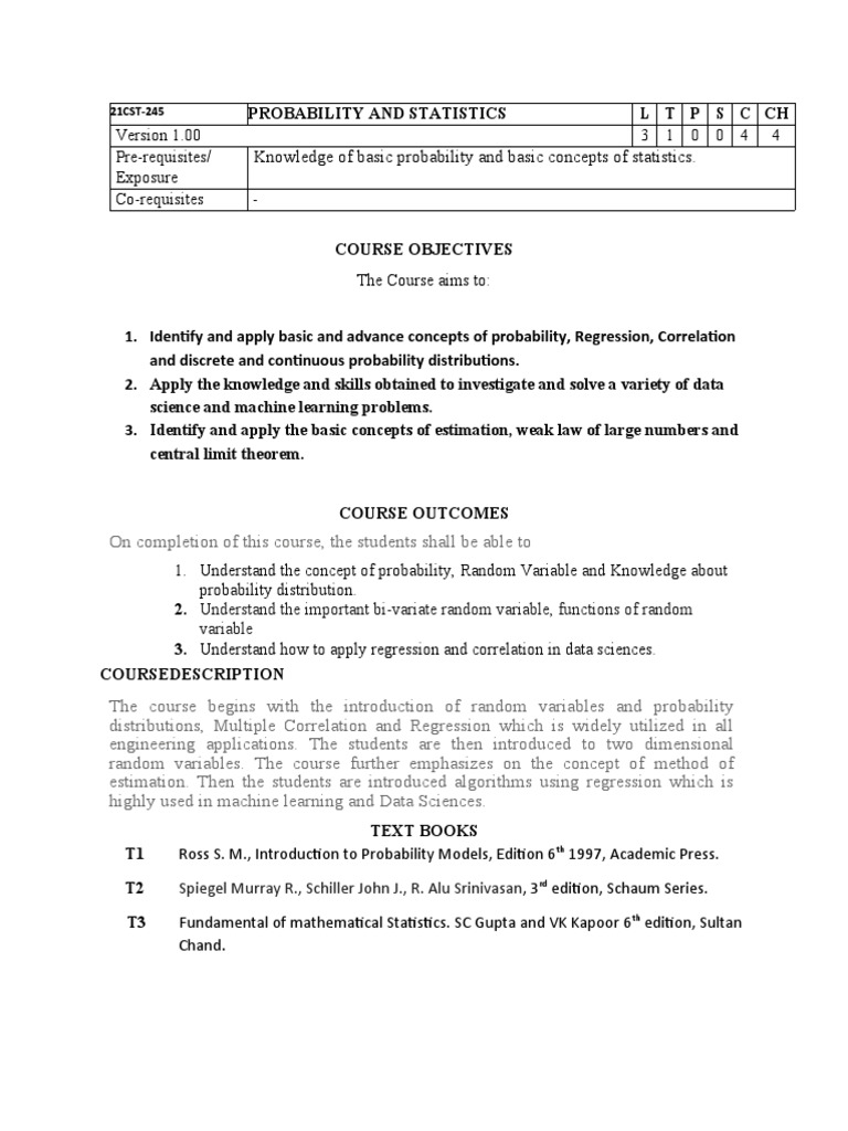 Probability and Statistics | PDF | Probability Distribution | Regression Analysis